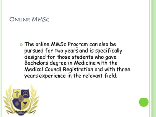 Master of Medical Science (MMSc) programs with Advanced Features in TAU | PPT