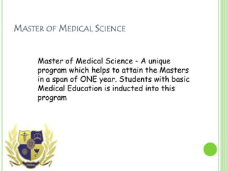 Master of Medical Science (MMSc) programs with Advanced Features in TAU | PPTX