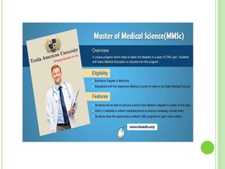 Master of Medical Science (MMSc) programs with Advanced Features in TAU | PPT