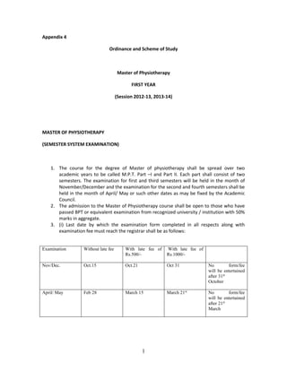 Master of physiotherapy(m.p.t.) part i(semester i & ii) | DOC | Postgraduate Education | College ...