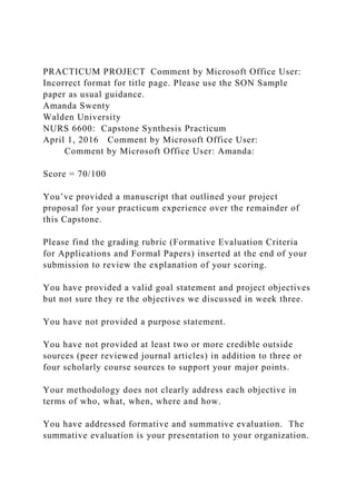 Master of Science in Nursing NURS 6600 Capstone Synthesis Prac.docx