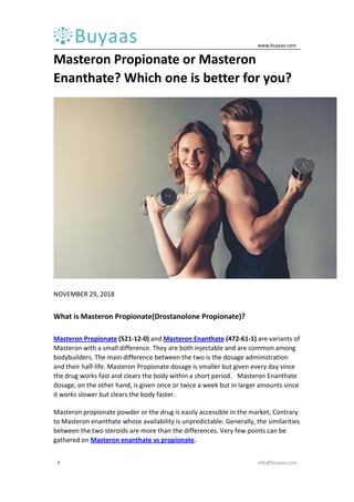 Masteron propionate or masteron enanthate which one is better for you | PDF