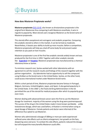 Masteron propionate or masteron enanthate which one is better for you | PDF