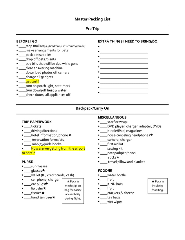 Master Packing List [Revised 2015] | PDF