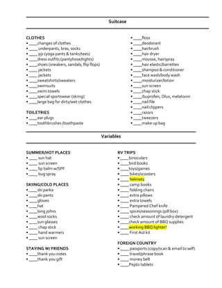 Master Packing List [Revised 2015] | DOCX
