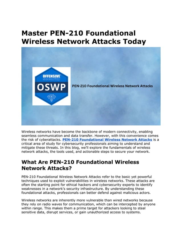 Master PEN-210 Foundational Wireless Network Attacks Today.docx