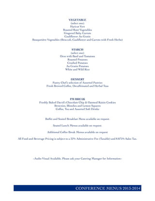 Masterpiece caterers conference menus | PDF