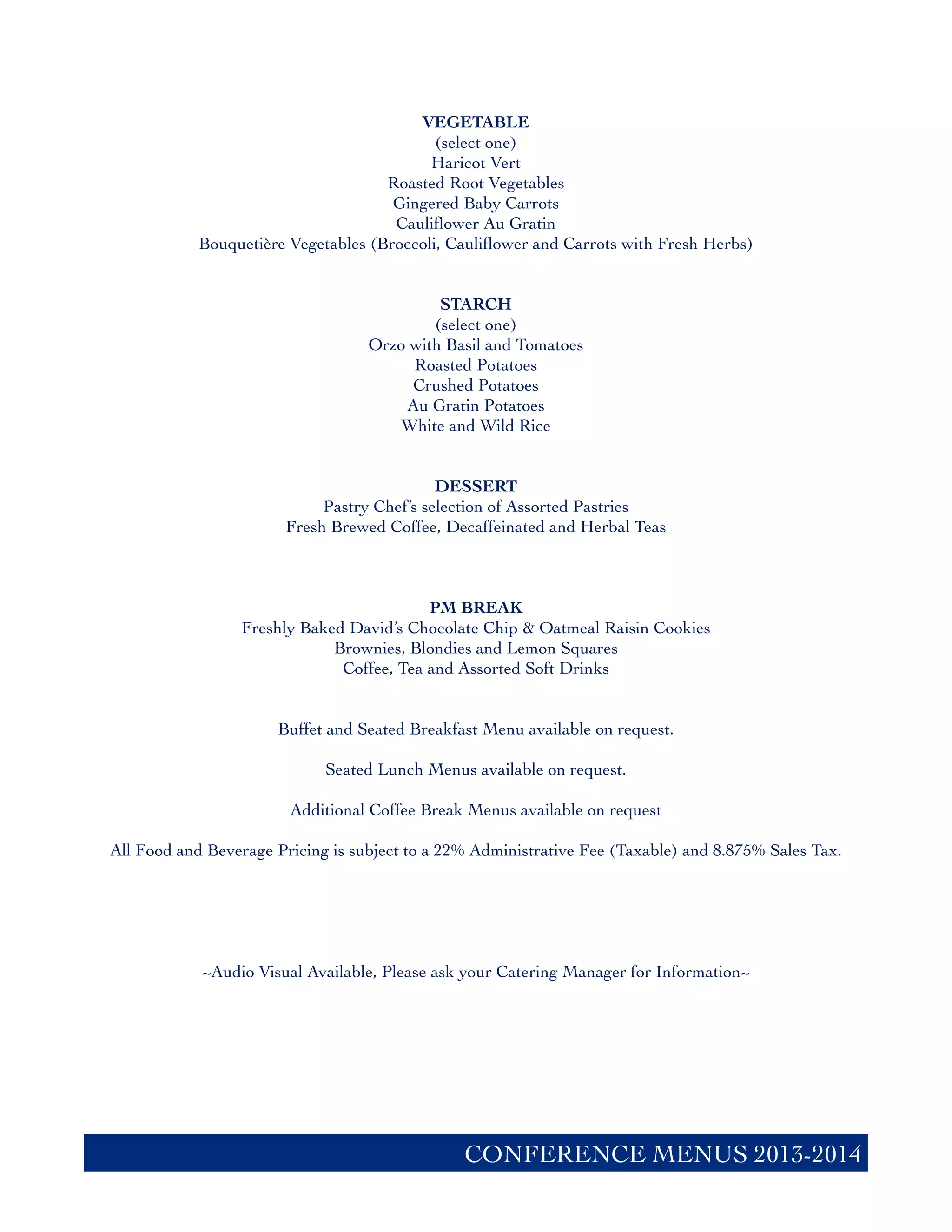Masterpiece caterers conference menus | PDF