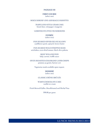 Masterpiece caterers lunch menus | PDF