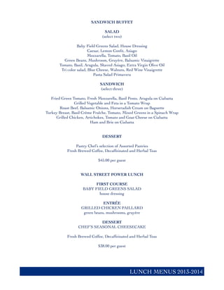 Masterpiece caterers lunch menus | PDF