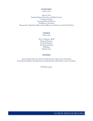 Masterpiece caterers lunch menus | PDF