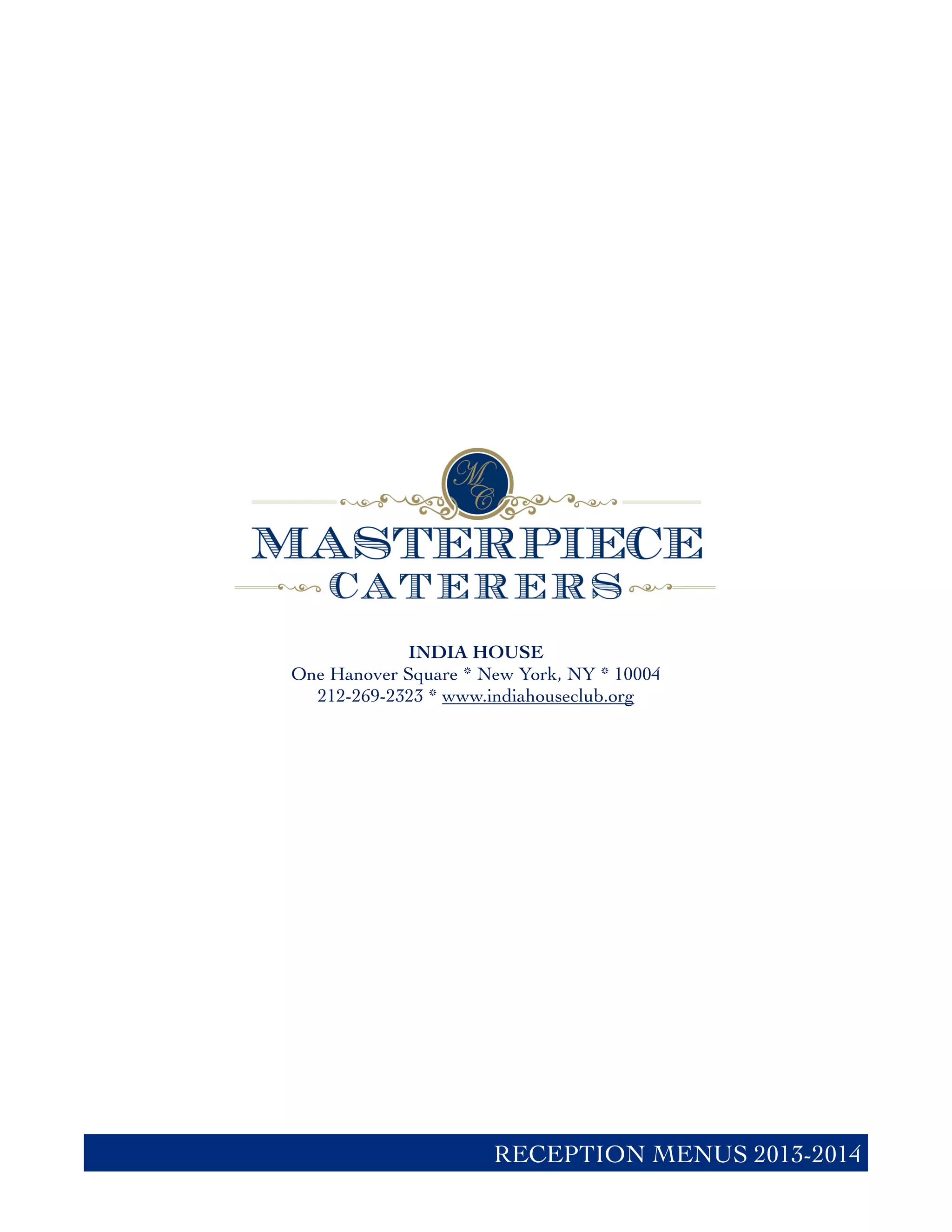 Masterpiece caterers reception menus | PDF