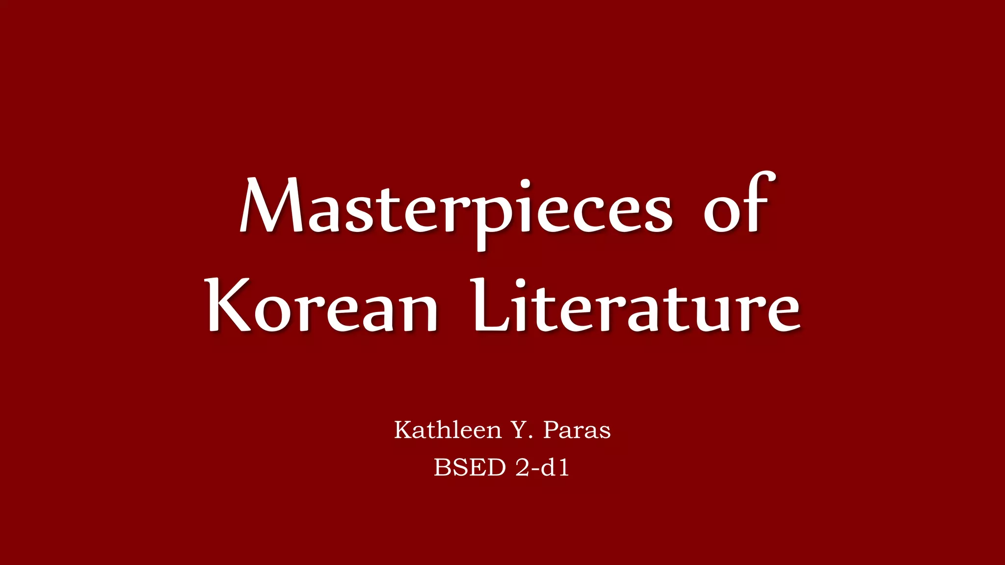 Masterpieces of korean literature | PPTX