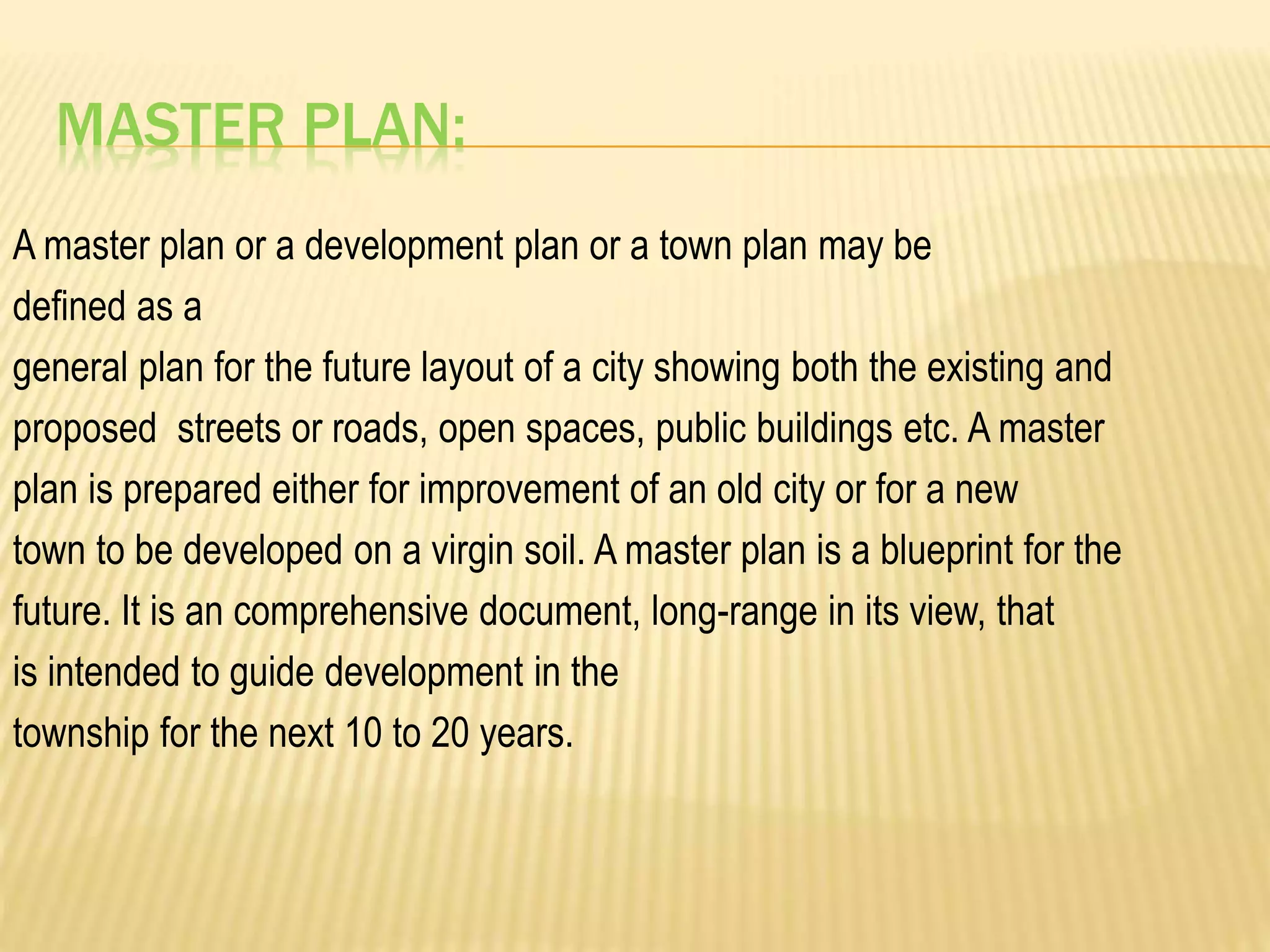 Master plan (Town Planning) | PPTX