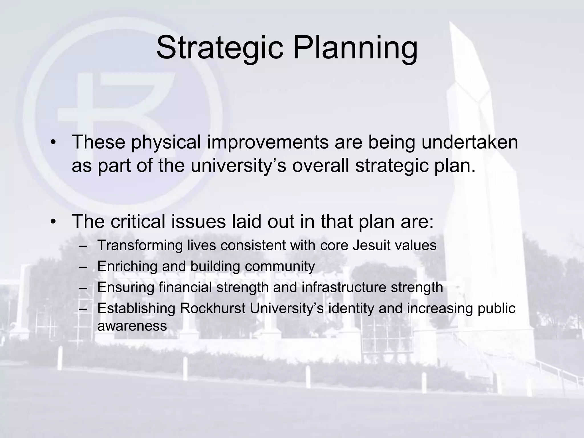 Rockhurst University Campus Master Plan, Dec. 2010 | PPTX