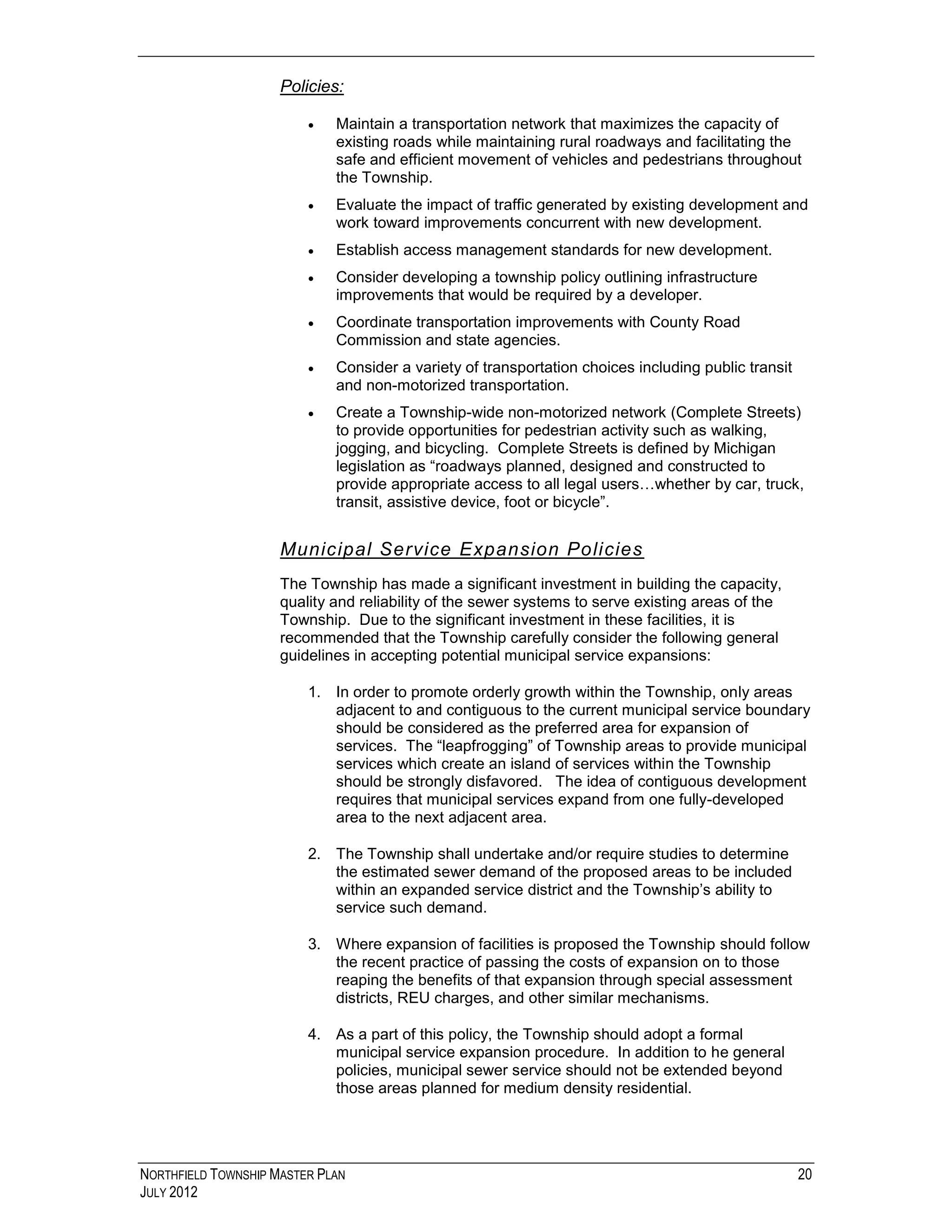 Northfield Township Master Plan (final_6_17_13) | PDF