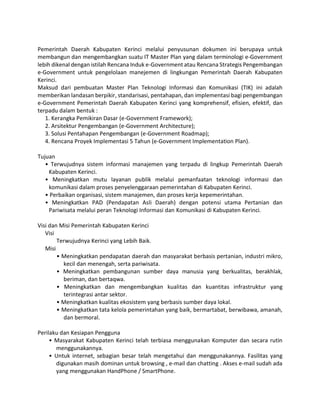MASTER PLAN TATA KELOLA TI KABUPATEN KERINCI | PDF
