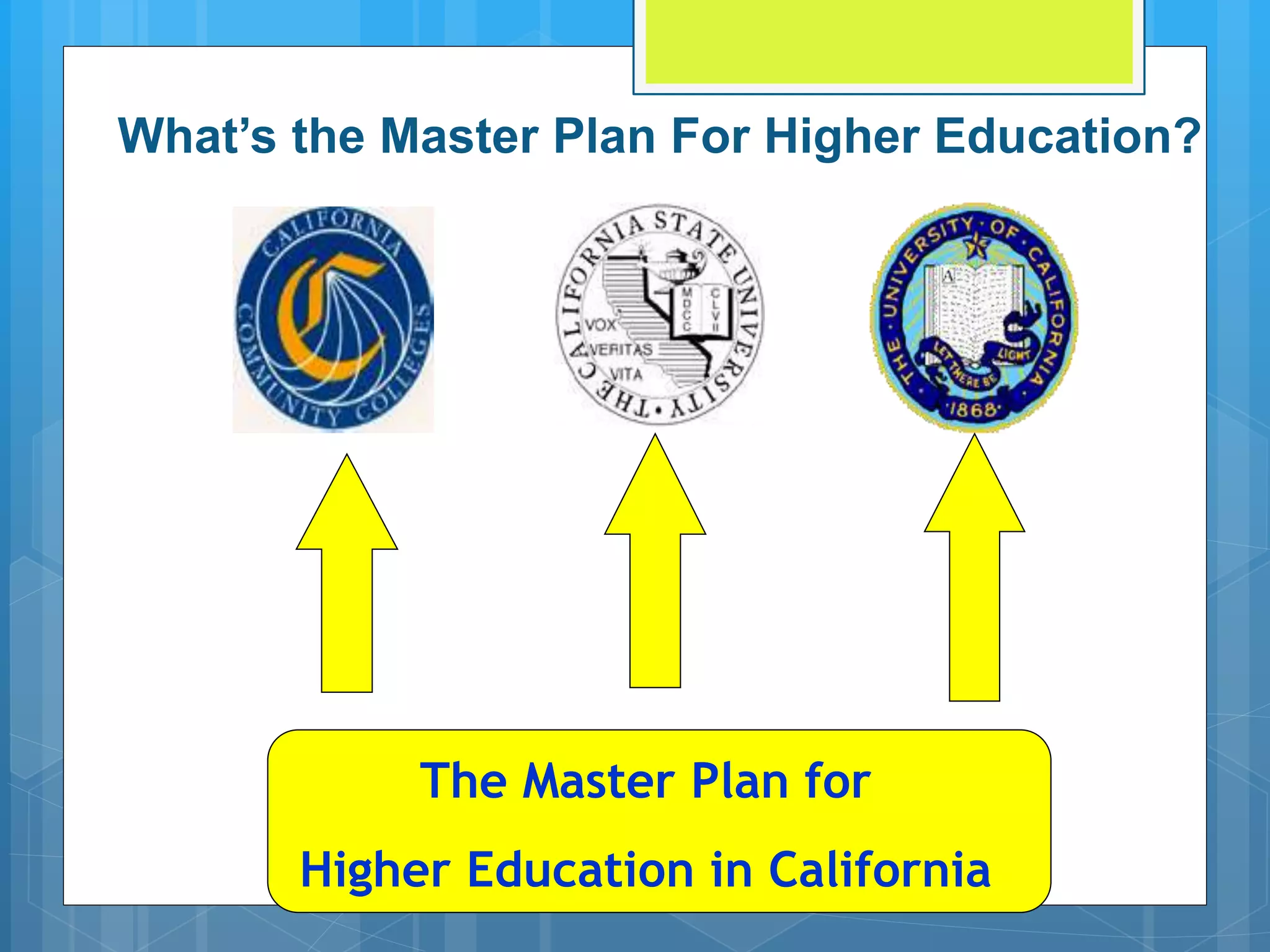 The Master Plan For Higher Education | PPTX