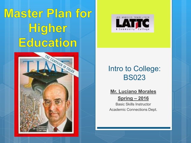 The Master Plan For Higher Education | PPT