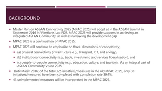 Master plan on asean connectivity 2025 and regional group presentation ...