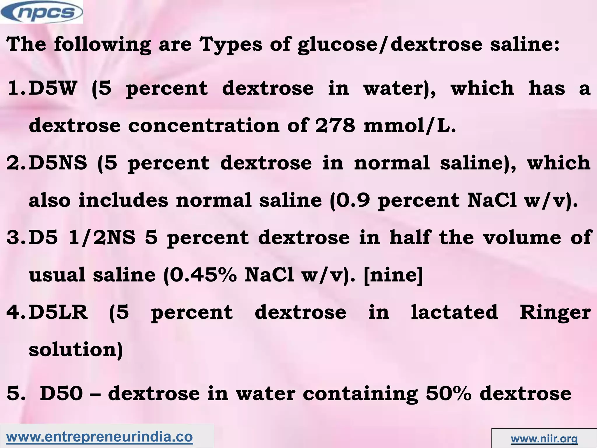 Dextrose Saline Manufacturing Plant. Investment Opportunities in I.V ...