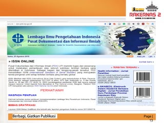 PENERBITAN ISSN DAN FOKUS DAN RUANG LINGKUP JURNAL | PDF