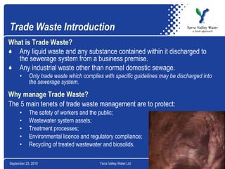 Yarra Valley Water's trade waste system | PPT