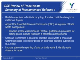 Yarra Valley Water's trade waste system | PPT