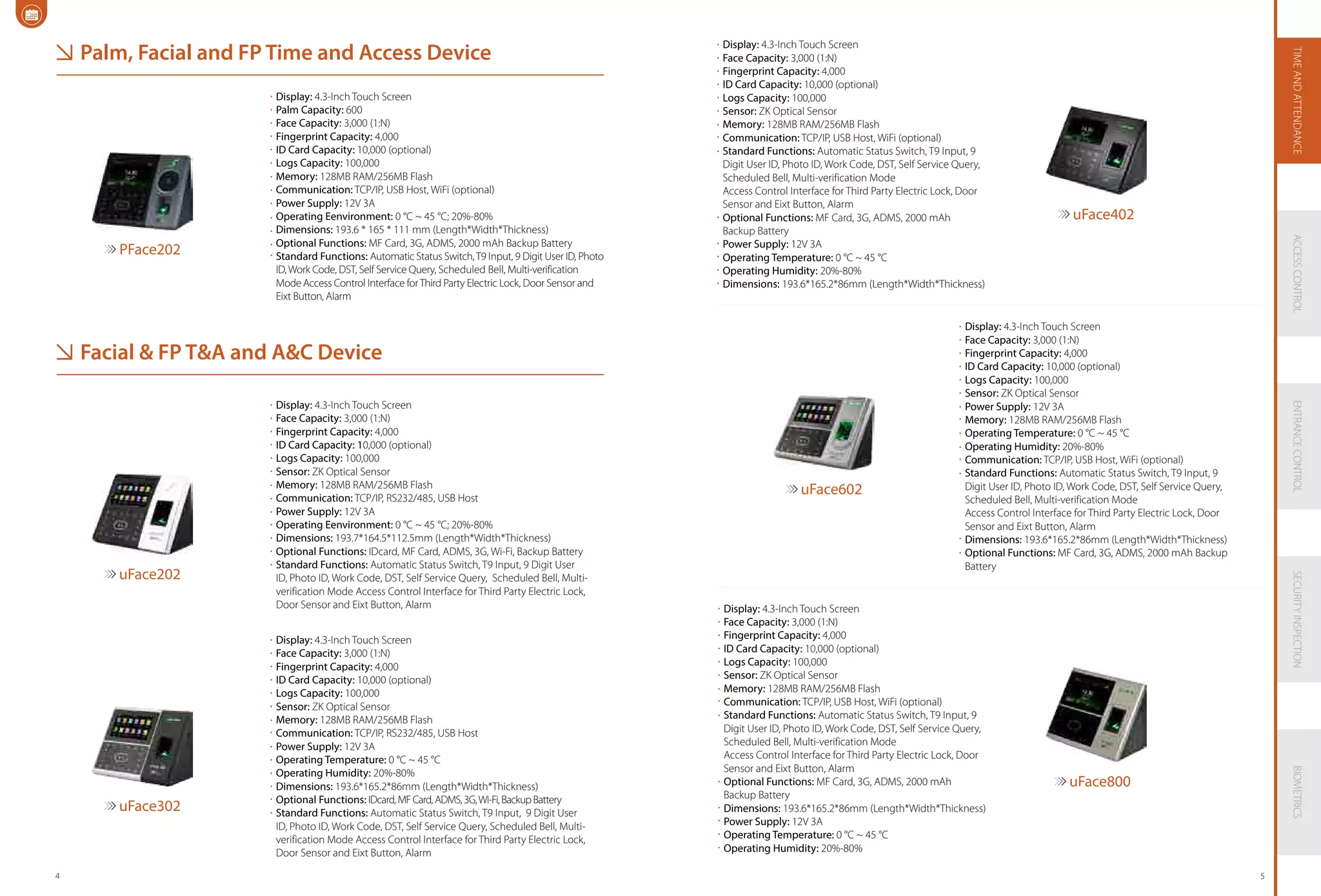Latest Main Product line from ZKTeco | PDF