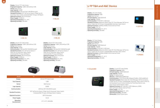 Latest Main Product line from ZKTeco | PDF