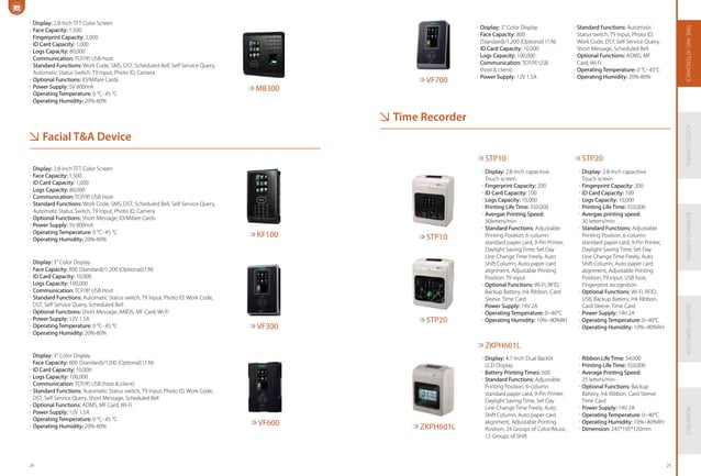 Latest Main Product line from ZKTeco | PDF