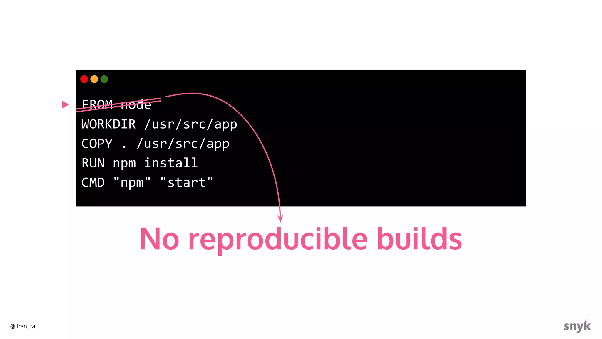 "Master production-grade best practices to build your Node.js Docker images", Liran Tal | PPT