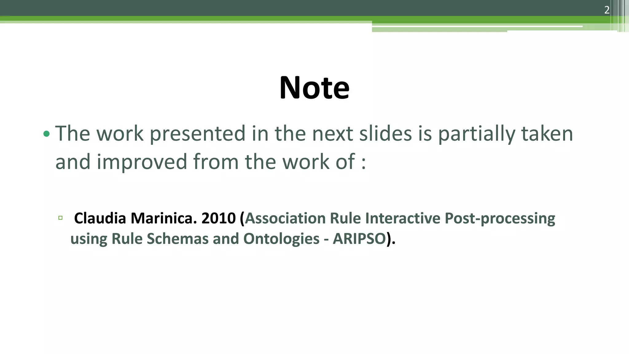Ontologies Mining Using Association Rules Ppt