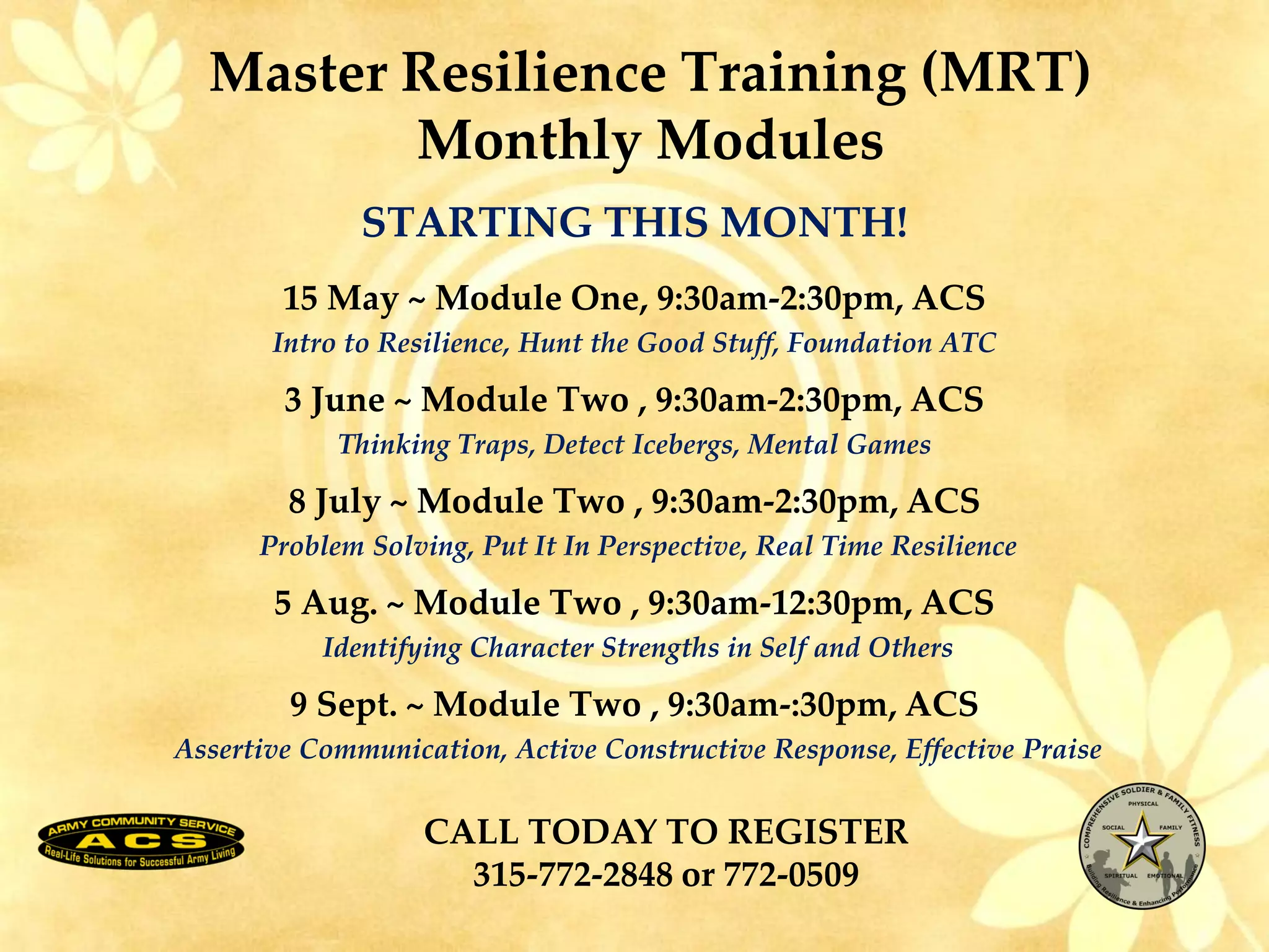 Master Resilience Training monthly modules | PDF