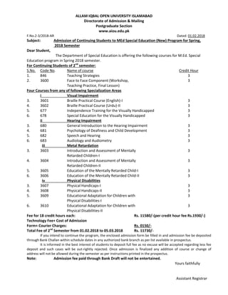 AIOU : B.ED , M.ED AND MA EDUCATION PROGRAM | PDF