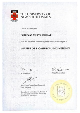Shreyas V Kumar Masters 1 | PDF