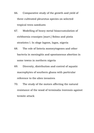 Masters Botany Project Topics and Materials | DOCX