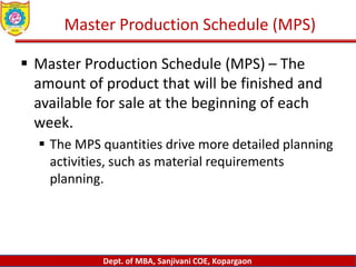 OPERATIONS MANAGEMENT - Master Production Scheduling | PPTX