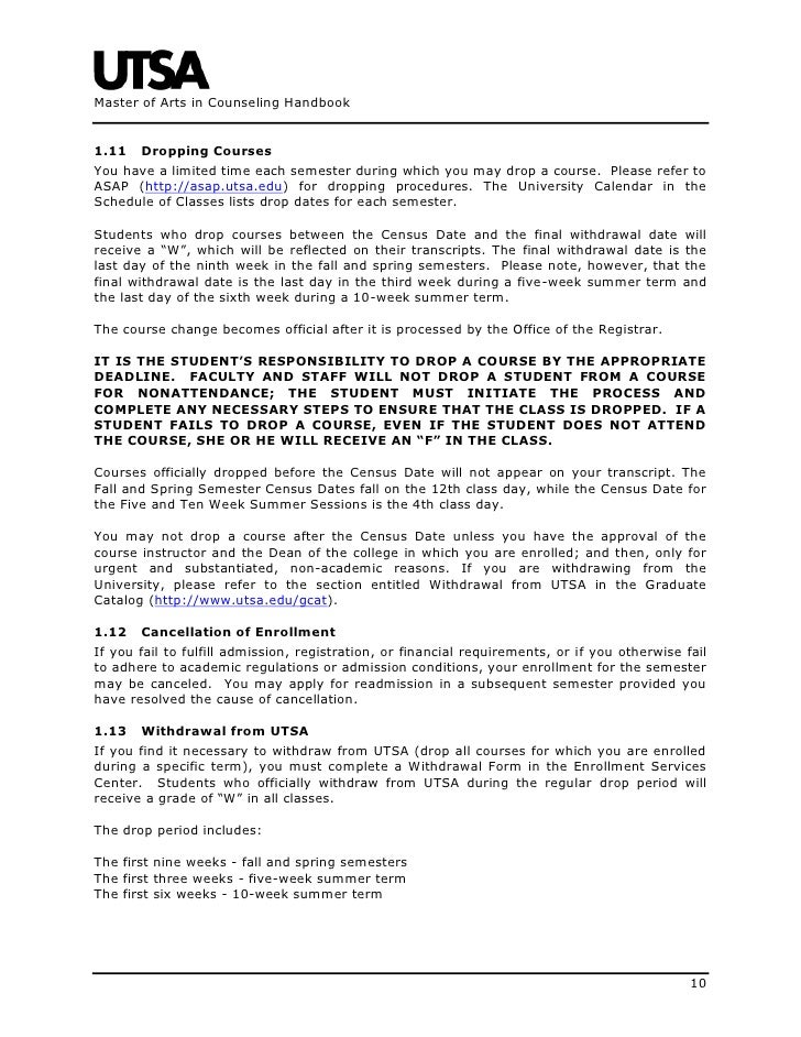 Masters Counseling Handbook