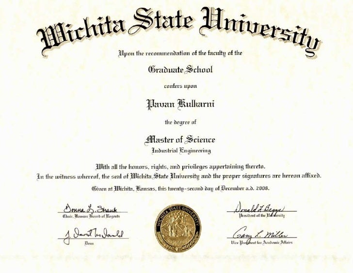 Masters Degree Certificate Masters Degree Certificate