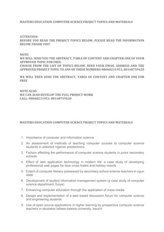 MASTERS EDUCATION COMPUTER SCIENCE PROJECT TOPICS AND MATERIALS.docx