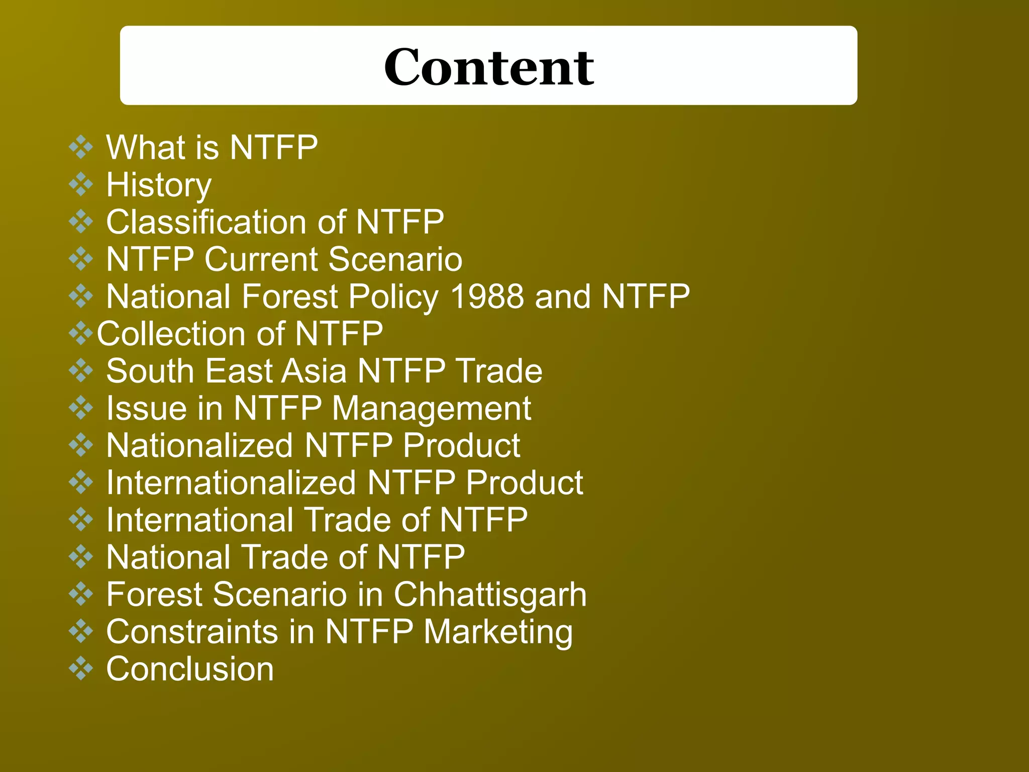 OVERVIEW OF NTFP | PPTX