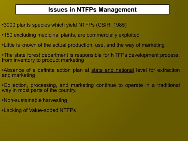 OVERVIEW OF NTFP | PPTX | Agriculture | Industries