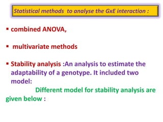 use of ammi model for stability analysis of crop. | PPTX