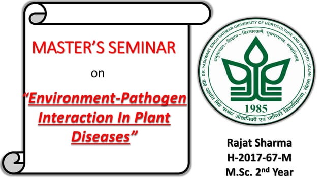 Environment Pathogen Interaction In Plant Diseases Ppt