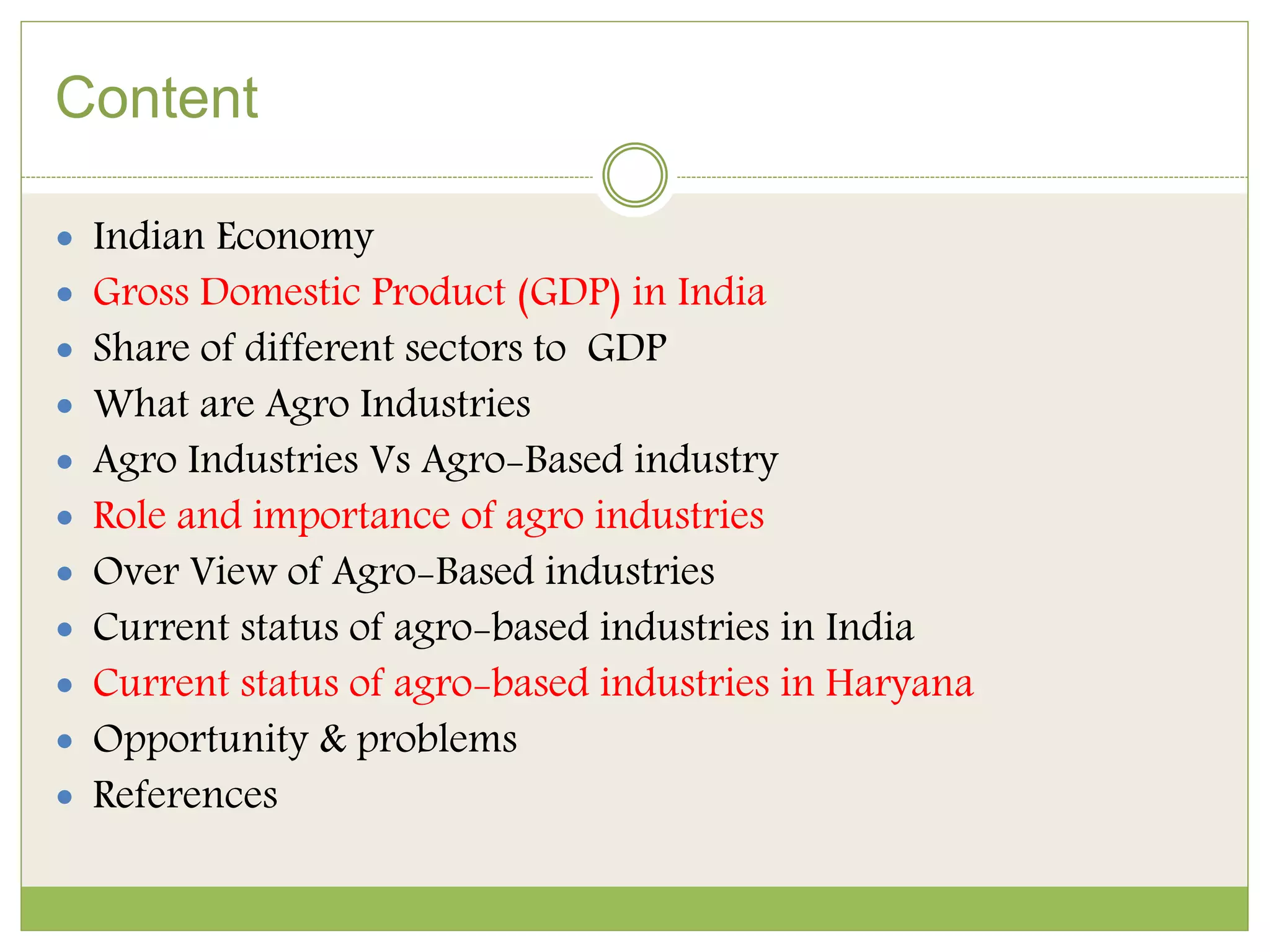Agro Based Industry In Indian Economy | PPTX