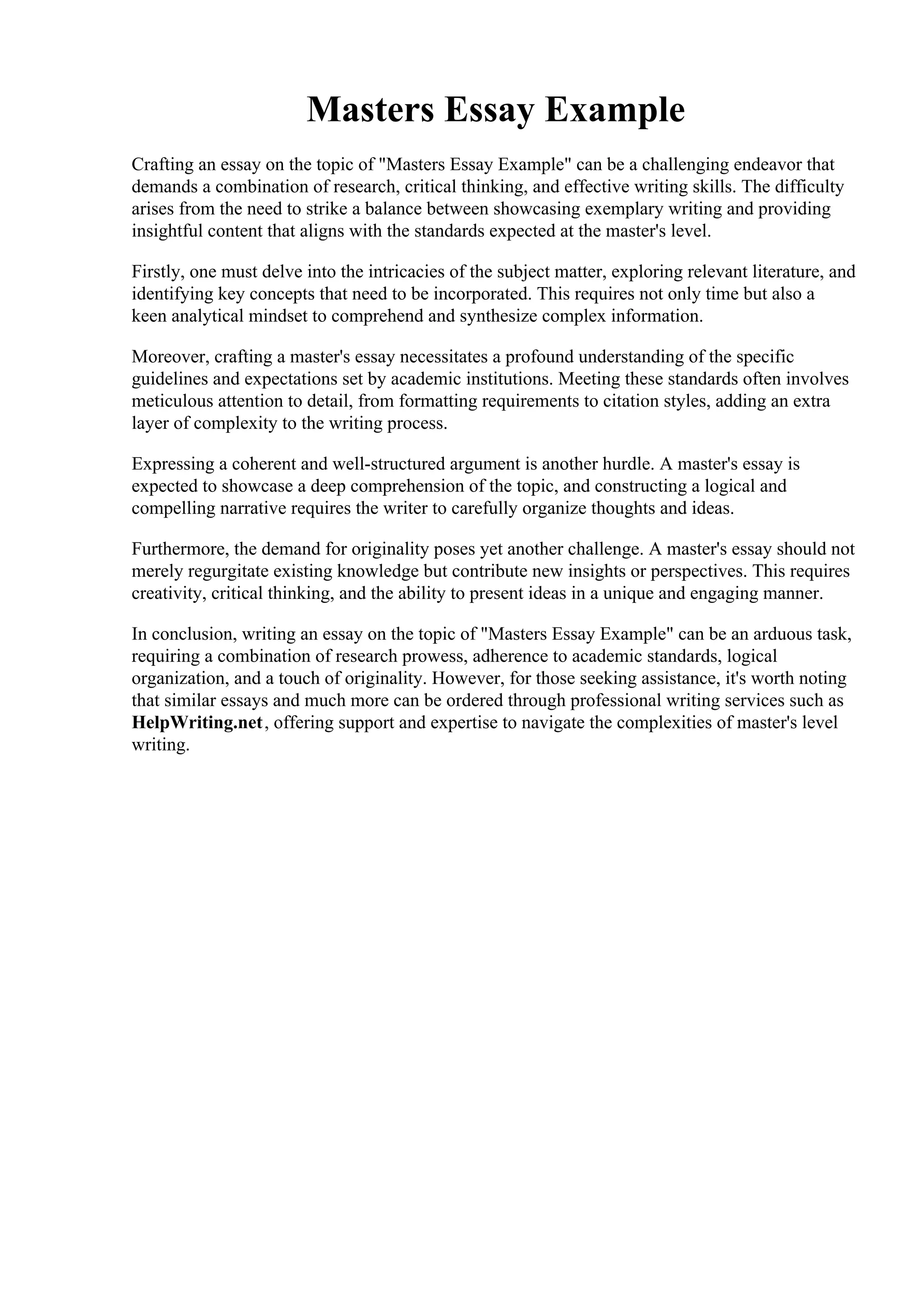 Masters Essay Example. 017 Masters Essay Example Level Global Warming ...