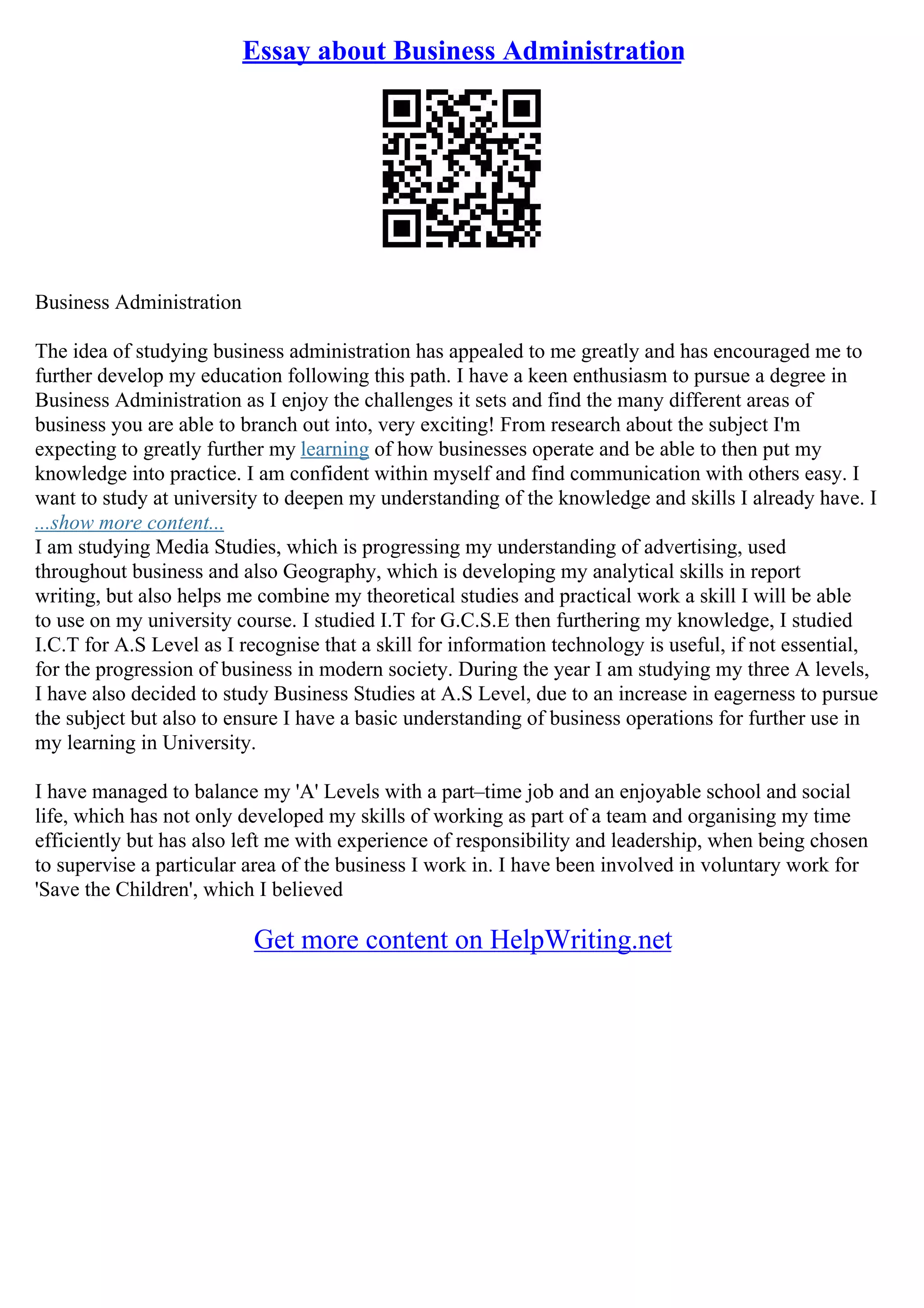 Masters Essay Sample | PDF