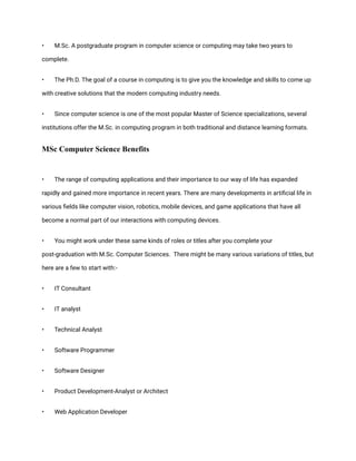 Masters in Computer Science.pdf | Postgraduate Education | College ...