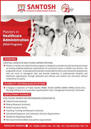 Masters in healthcare administration (MHA program) | PDF